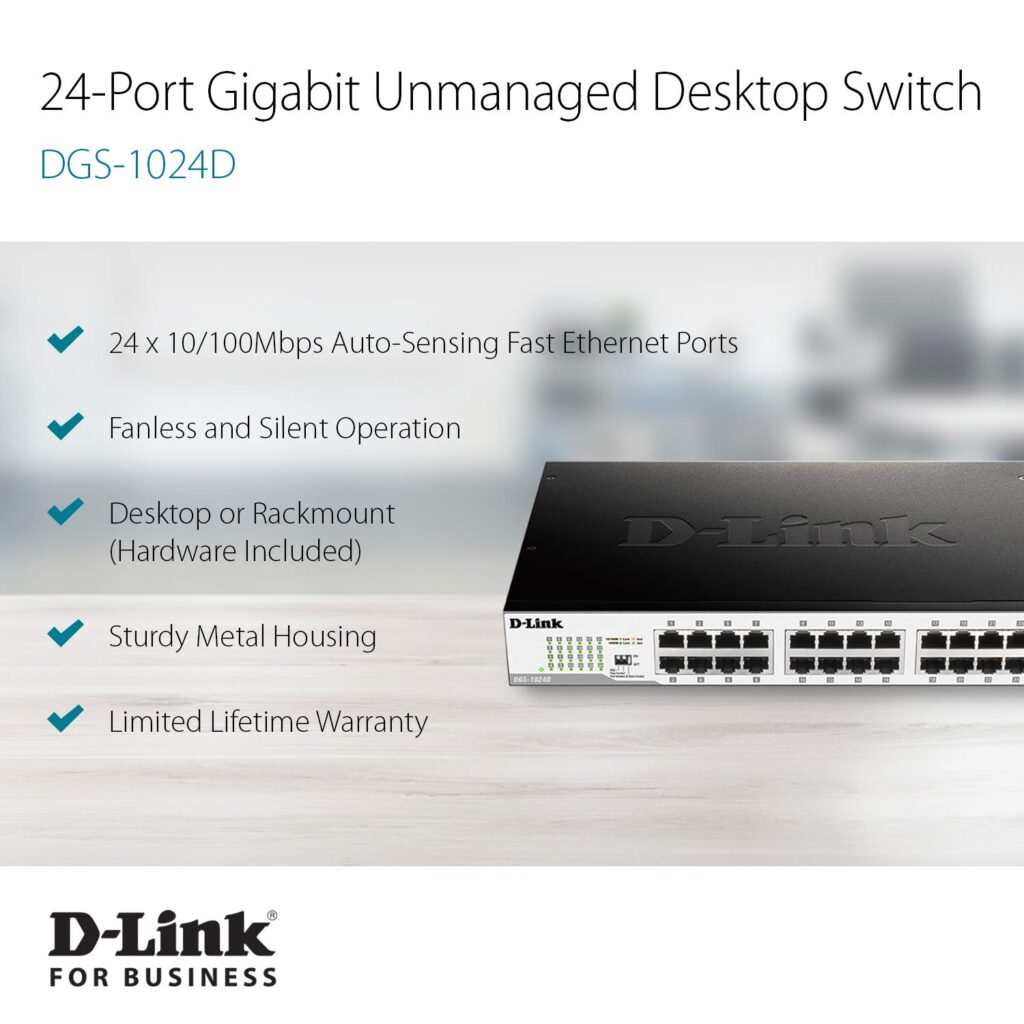 DLink DGS-1024C 24Port Gigabit Unmanaged Desktop/Rackmount Switch ...
